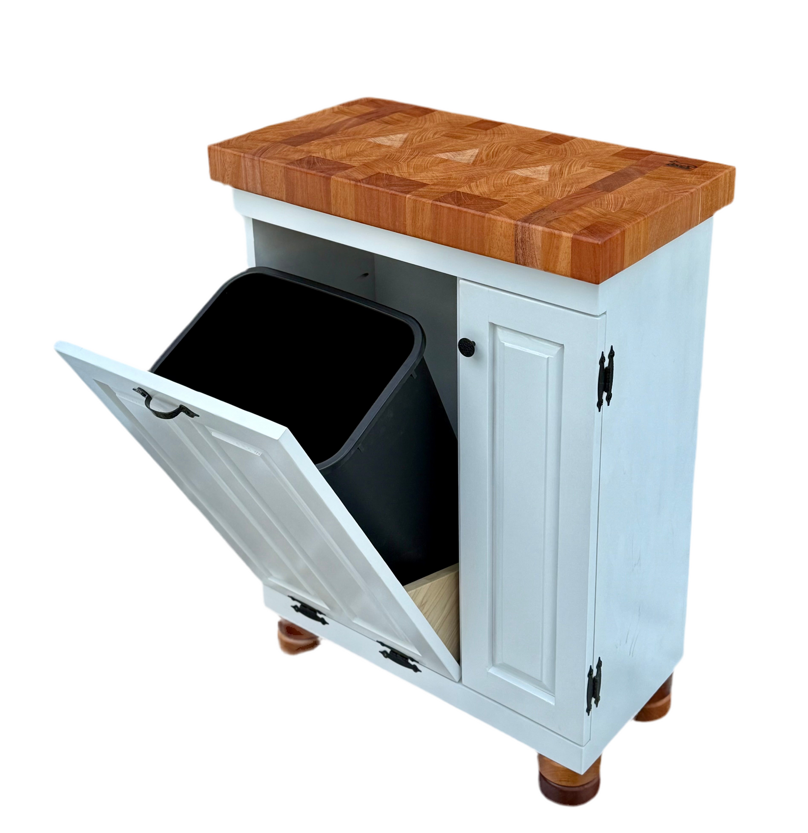 Farmhouse island-Farmhouse Mini butcher block island w/bun feet and ti ...