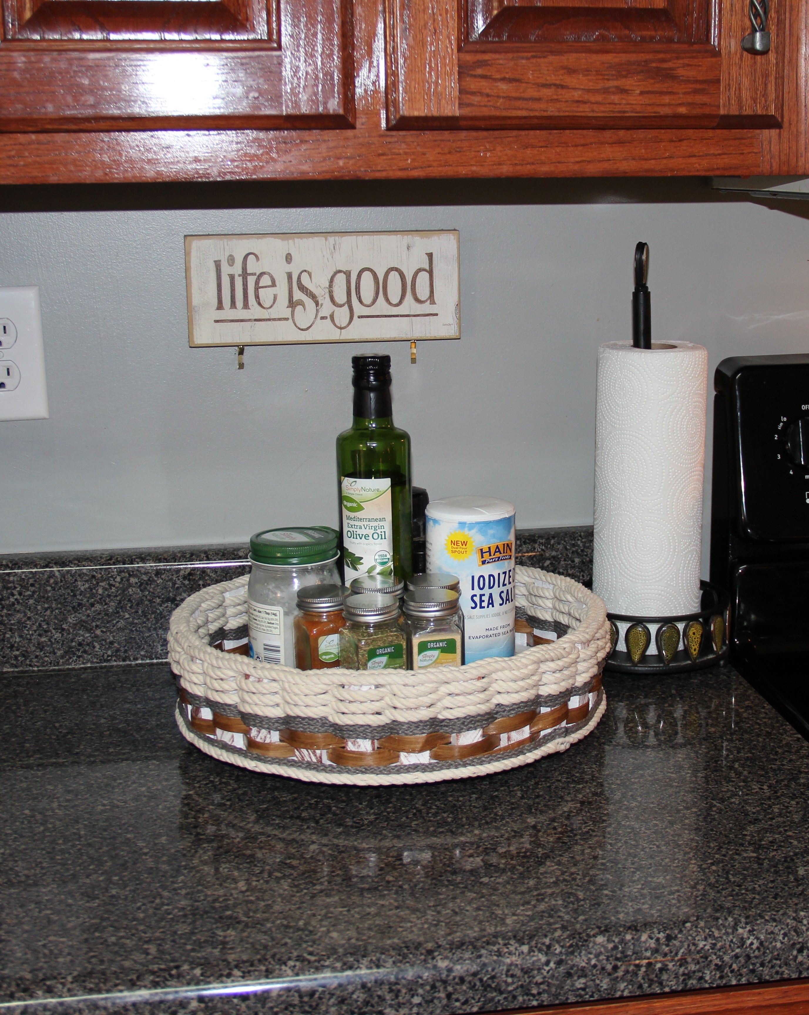 13 inch Lazy Susan Basket--Cottage Grey – Foxcreek Baskets