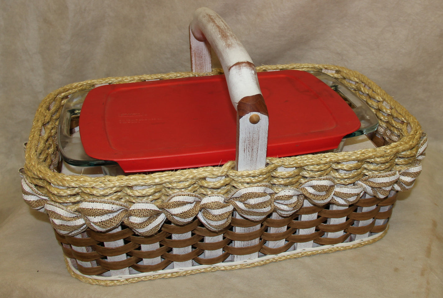 Double Casserole Basket-Shabby Chic Collection – Foxcreek Baskets