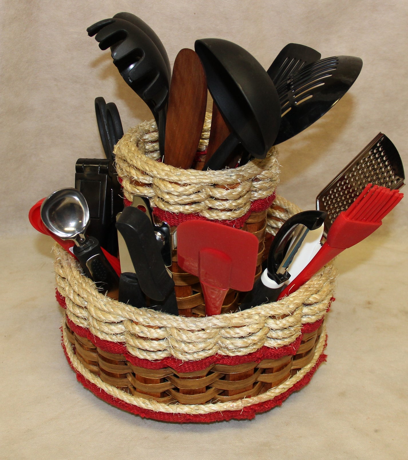 Double Utensil Lazy Susan Basket-Shabby Chic Collection – Foxcreek Baskets