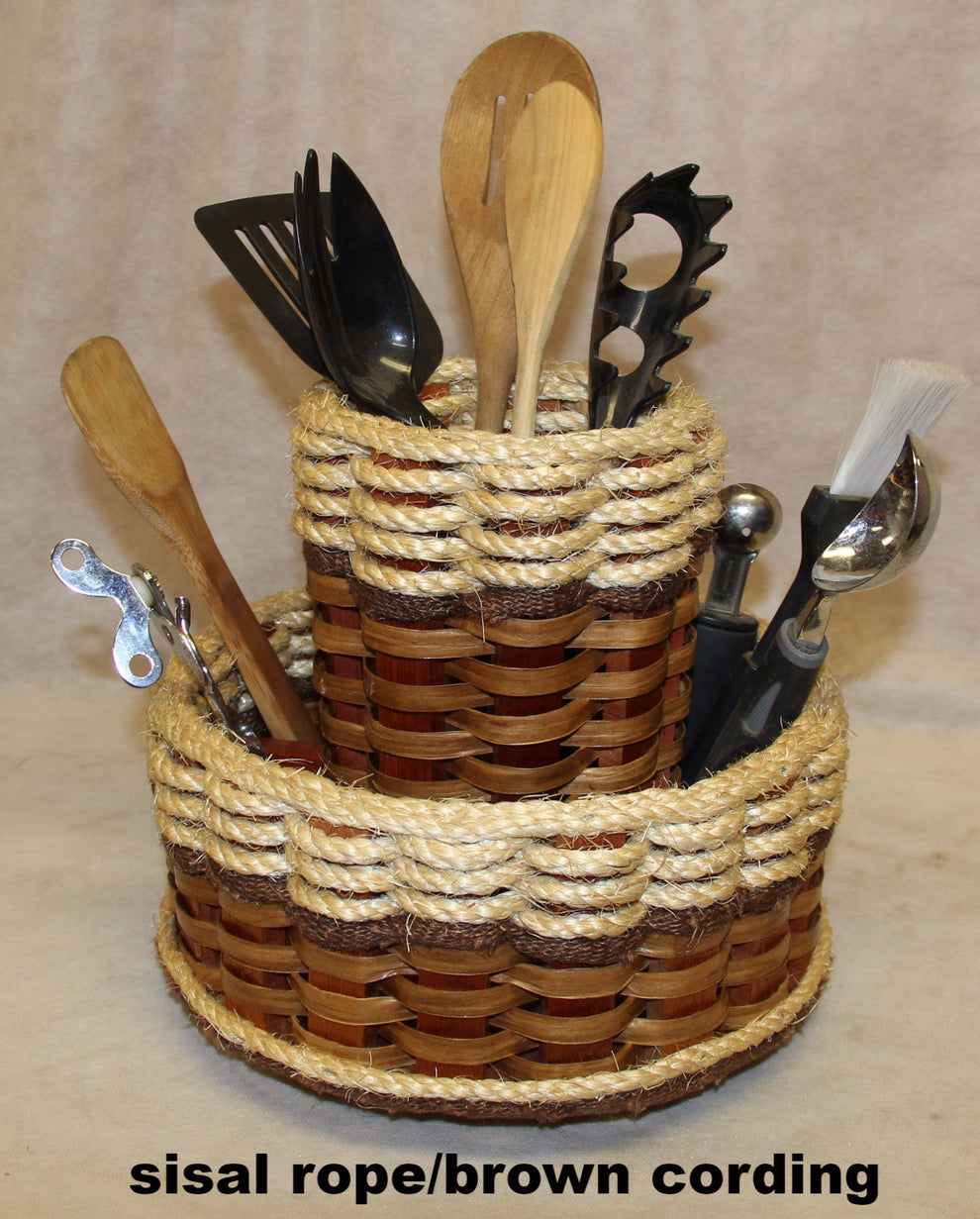 Double Utensil Lazy Susan Basket-Shabby Chic Collection – Foxcreek Baskets